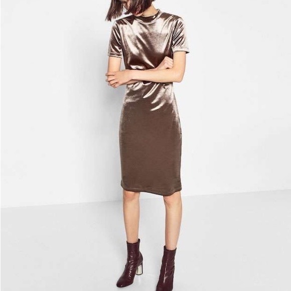 Zara | Dresses | Zara Rust Velvet Midi Dress | Poshmark